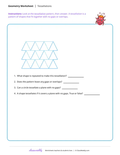 Free 4th Grade Math: Tessellations Worksheet | ClassWeekly