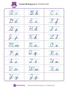 Cursive Writing A to Z Worksheets for 3rd Grade | Free Printable PDFs ...