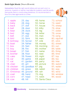 Nouns - Dolch Sight Words List - Free Printable 1st Grade Resources ...