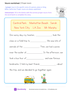 Using Proper nouns Worksheets for 2nd Grade | Free Printable PDFs ...