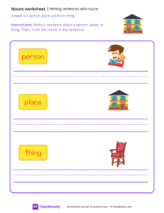 Writing Sentences With Nouns Worksheets for 2nd Grade | Free Printable ...