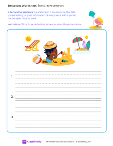 Declarative sentences Worksheets for 1st Grade | Free Printable PDFs ...