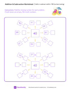 Add or subtract within 100 (no borrowing) Worksheets | 1st Grade ...