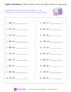 Add a 2-digit and 1-digit number, no regrouping Worksheets | 1st Grade ...