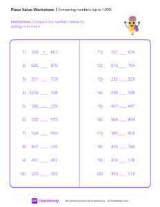 Comparing numbers (up to 1,000) Worksheets for 3rd Grade | Free ...