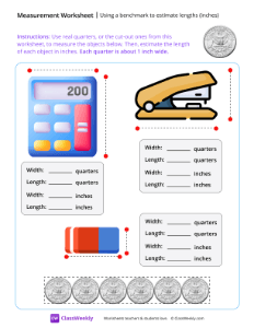 Estimating lengths (inches) Worksheets for 2nd Grade | Free Printable ...