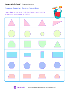 Congruent shapes - Cleaning - Free Printable 2nd Grade Math Worksheet ...