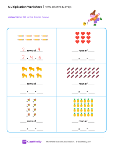Multiplication (rows, columns & arrays) Worksheets for 3rd Grade | Free ...