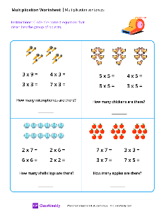 Multiplication sentences - Whistle - Free 3rd Grade Math Worksheet ...