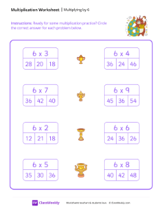 Multiply by 6 - Six Bears - Free 3rd Grade Math Worksheet | ClassWeekly