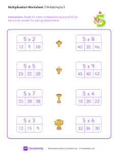 Multiply by 5 - Five Monkeys - Free 3rd Grade Math Worksheet | ClassWeekly