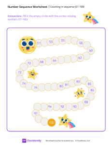 Counting in sequence (51-100) - Star Rainbow - Free Printable 1st Grade ...