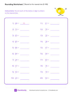 Round to the nearest ten (0-100) - Light bulb - Free Printable 2nd ...