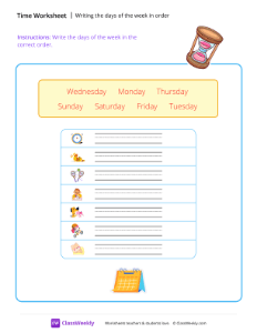 Writing the days of the week in order - Clock - Free Printable 2nd ...