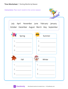 Sorting Months by Season - Ski - Free Printable 2nd Grade Math ...
