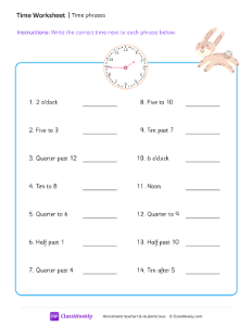Time phrases Worksheets for 2nd Grade | Free Printable PDFs | ClassWeekly