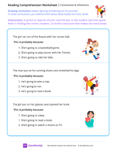 Conclusions & inferences - Stretch - Free 1st Grade Reading Worksheet ...