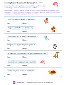 Fact vs Fiction - Fairy - Free Printable 2nd Grade Reading Worksheet ...