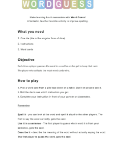 WordGuess - Fun Spelling Game - Free Printable 1st Grade Resources ...