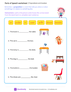 Prepositions and location Worksheets for Kindergarten | Free Printable ...