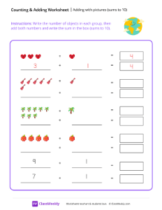Adding with pictures (sums to 10) Worksheets for Pre-K | Free Printable ...