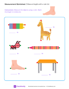 Measure lengths with a ruler (in) Worksheets for Kindergarten | Free ...