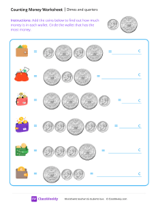 Counting Money Worksheets for 1st Grade | Free Printable PDFs | ClassWeekly