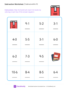 Subtract within 10 Worksheets for 1st Grade | Free Printable PDFs ...