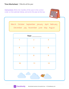 Months of the year (with word bank) - Calendar - Free Kindergarten Math ...