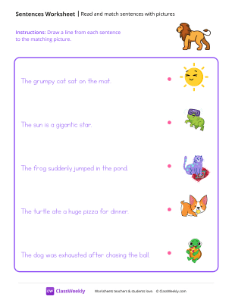 Read & Match Sentences - Lion - Free Printable 1st Grade Reading ...