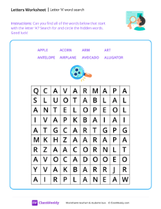 Letter A word search Worksheets for 1st Grade | Free Printable PDFs ...