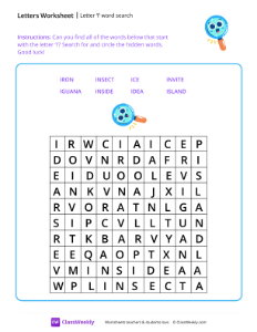 Letter I word search - Happy Search - Free Printable 1st Grade Reading ...