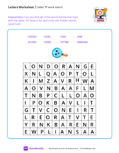 Letter O word search Worksheets for Kindergarten | Free Printable PDFs ...