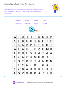 Letter T word search - Great Idea - Free Printable 1st Grade Reading ...