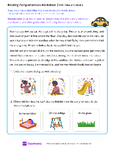 Main Ideas & Details - Toy Car - Free Printable 1st Grade Reading ...