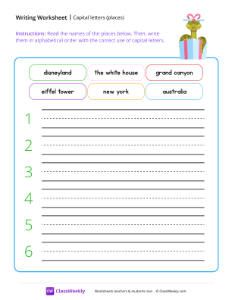 Capital letters (places) - Snake - Free Printable Kindergarten Grammar ...