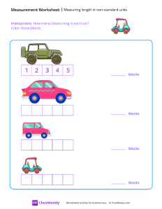Measuring Length in Non-standard Units Worksheets for Kindergarten ...