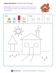 Count and color the shapes Worksheets for Kindergarten | Free Printable ...
