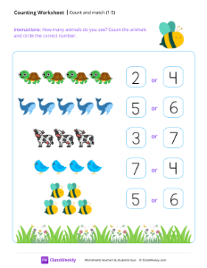 Count and match (1-5) Worksheets for 1st Grade | Free Printable PDFs ...