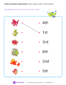 Match objects to their ordinal position (1st, 2nd, 3rd) - Fish - Free ...