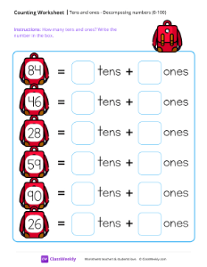 Tens and ones - Decomposing numbers (0-100) - Backpack - Free Printable ...