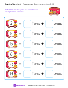 Tens and ones - Decomposing numbers (0-20) - Van - Free Printable ...