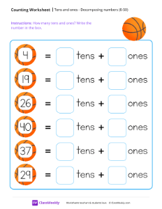 Decomposing numbers (0-50) Worksheets for 1st Grade | Free Printable ...