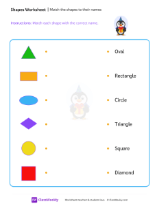 Match the shapes to their names Worksheets for 1st Grade | Free ...