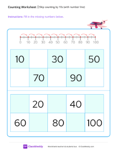 Skip counting by 10s (with number line) - Jet - Free Printable ...