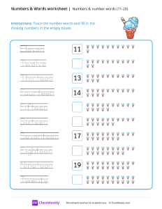 Numbers & number words (11-20) - Ice Cream - Free Printable ...