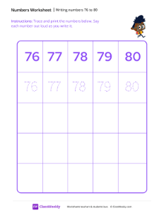 Writing numbers 76 to 80 - Walking | Pre-K Math | ClassWeekly