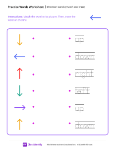Direction words (match and trace) - Left Arrow - Free Printable ...