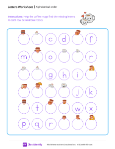 Alphabetical order - Loving Mugs - Free Printable Kindergarten Reading ...