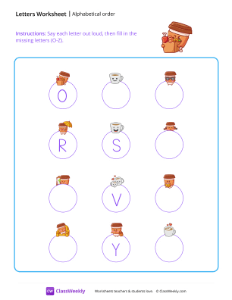 Alphabetical order (O-Z) - Shopping Cup - Free Printable Kindergarten ...